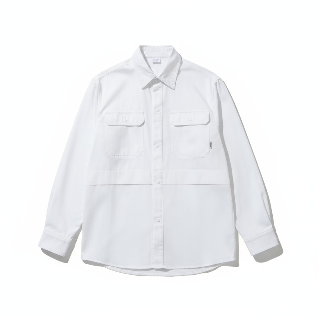 Premium White Long-Sleeve Utility Shirt