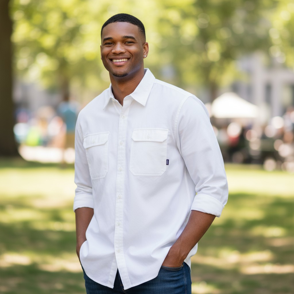 Premium White Long-Sleeve Utility Shirt